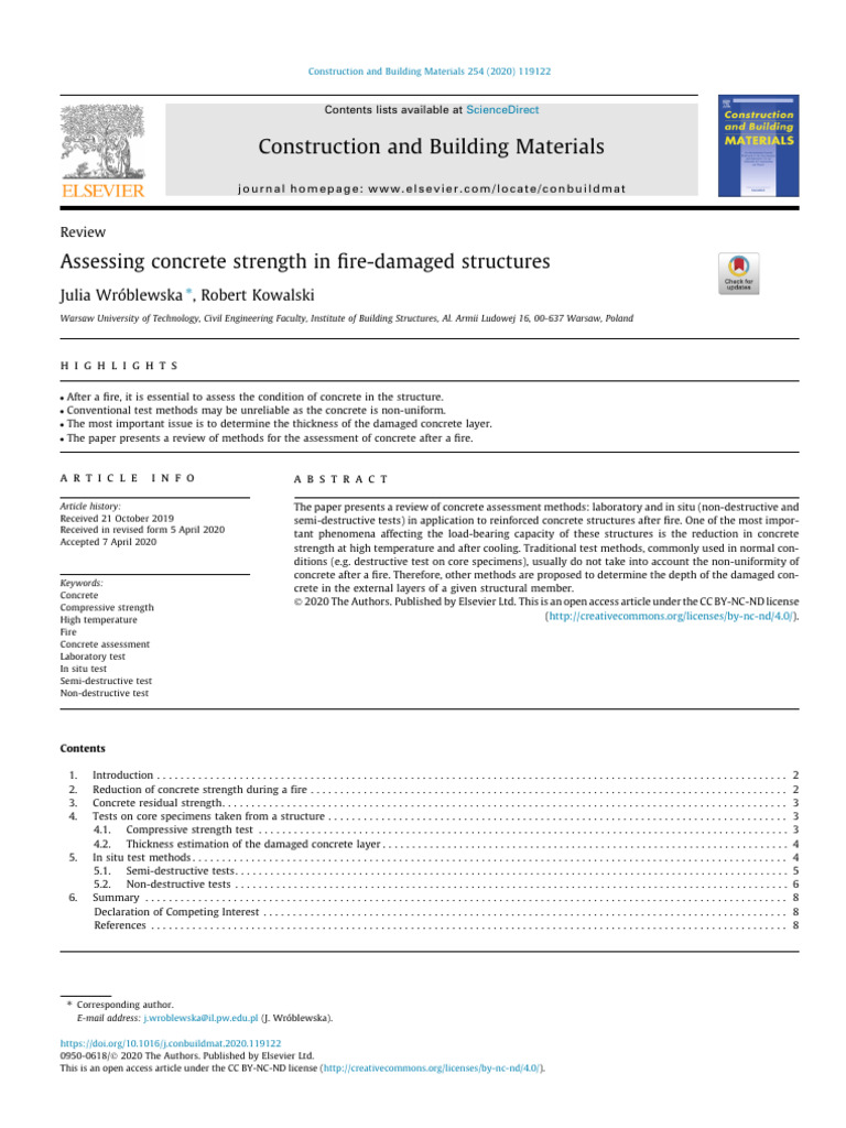 Fire-Damaged Concrete Assessment Methods | PDF | Concrete | Strength Of ...