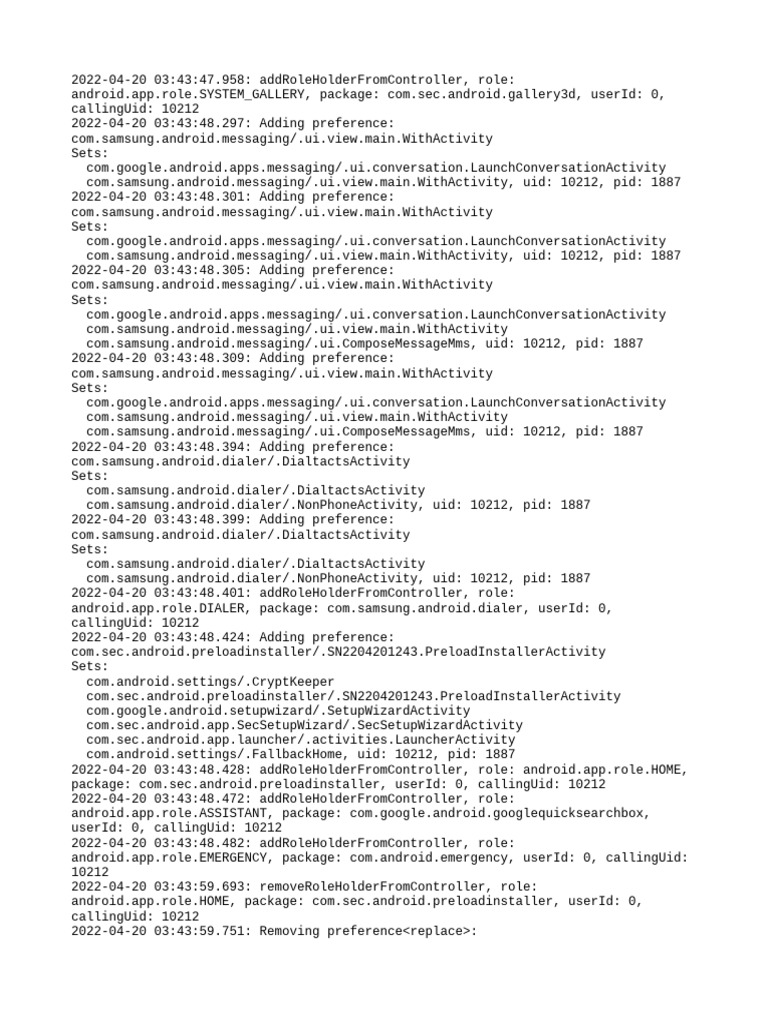 Android App Role Management Logs | PDF | Computer Architecture | Utility Software