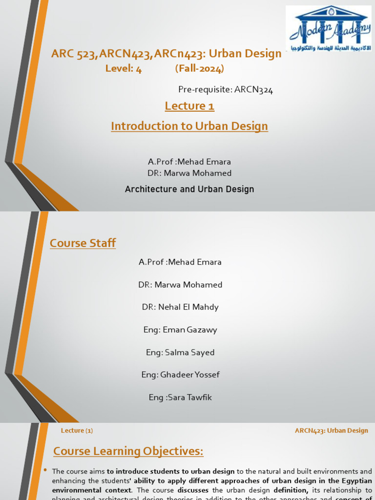 Urban Design Course Overview | PDF | Urban Design | Educational Technology