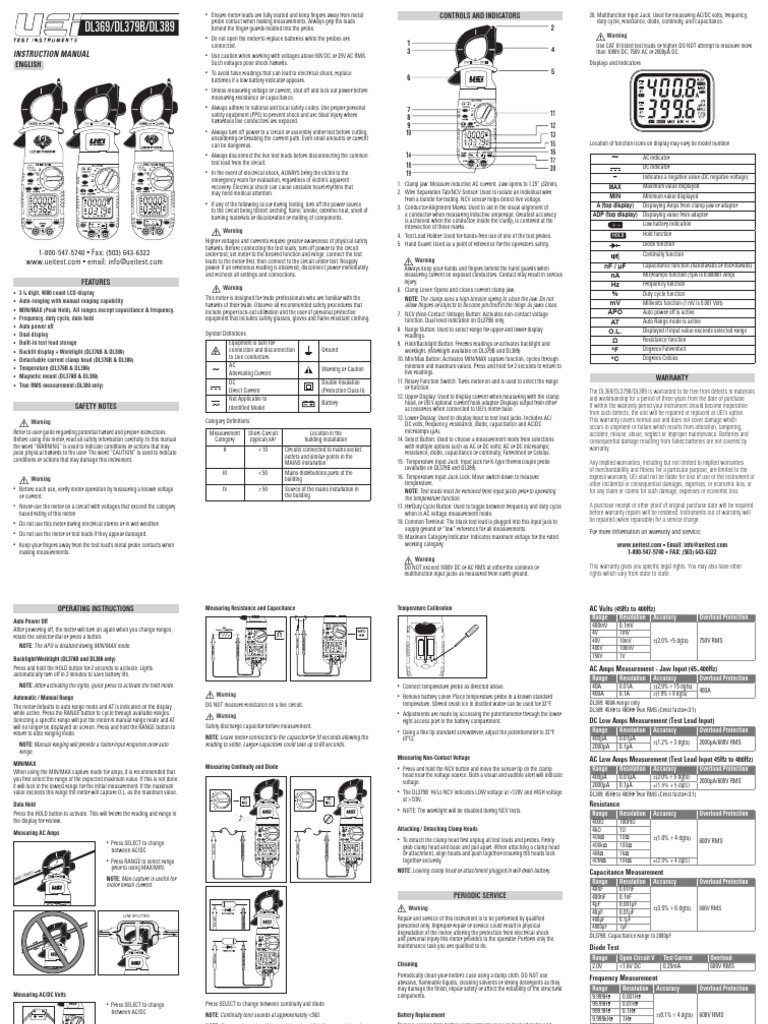 DL379B Manual | PDF | Alternating Current | Direct Current
