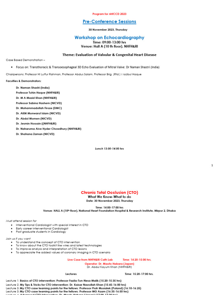 24 Nov. Final Program - NHFCCD 2023 | PDF | Myocardial Infarction ...