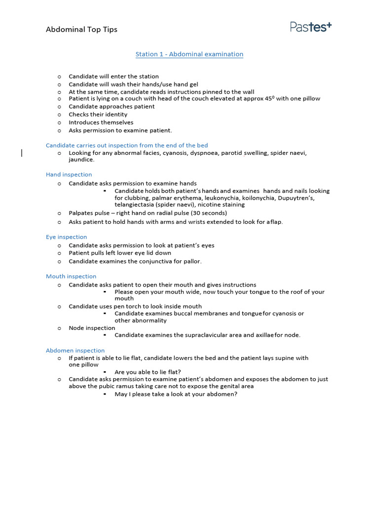 Abdominal Top Tips | PDF | Abdomen | Medical Specialties