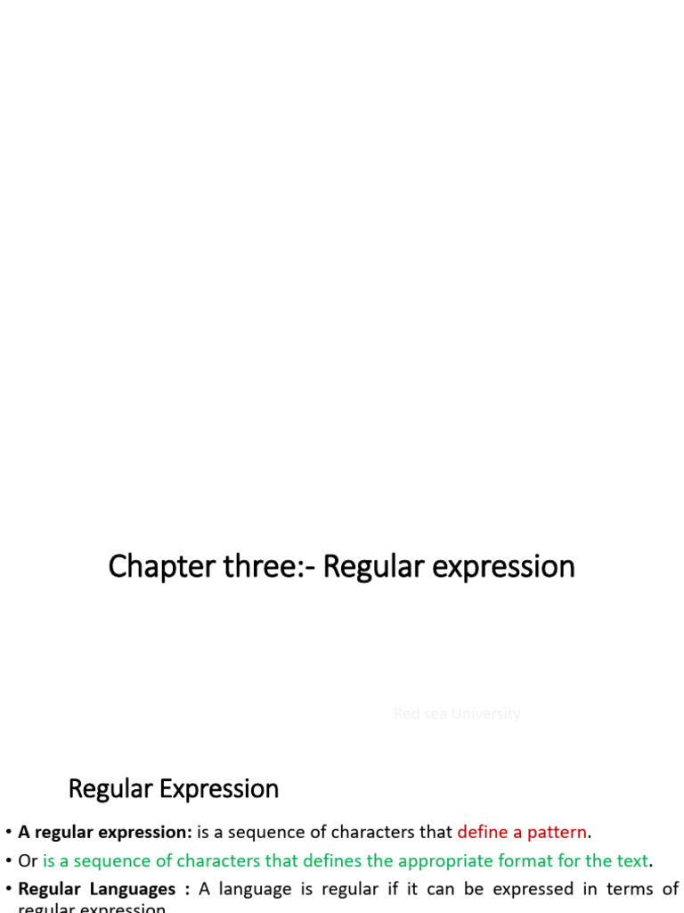 Chapter 3 RE | PDF | String (Computer Science) | Regular Expression