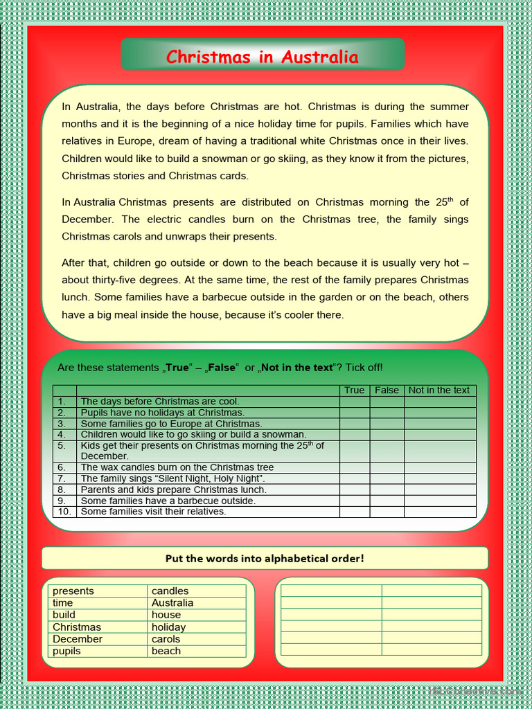 Australian Christmas Traditions Quiz | PDF | Social Science | Home & Garden