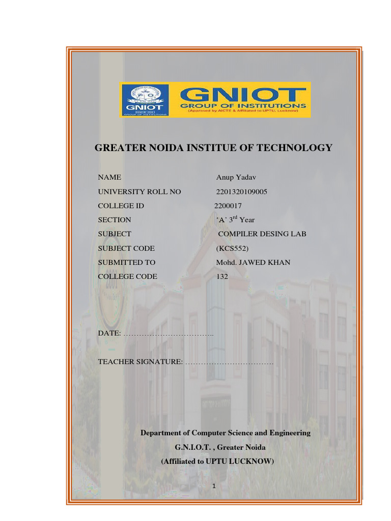 Compiler Design Lab | PDF | Metalogic | Software Development