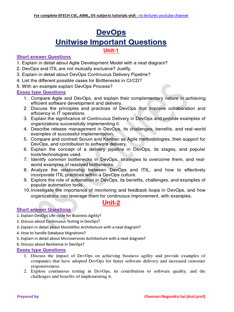 Devops Unitwise Imp Questions-1 | PDF | Systems Engineering | Computing