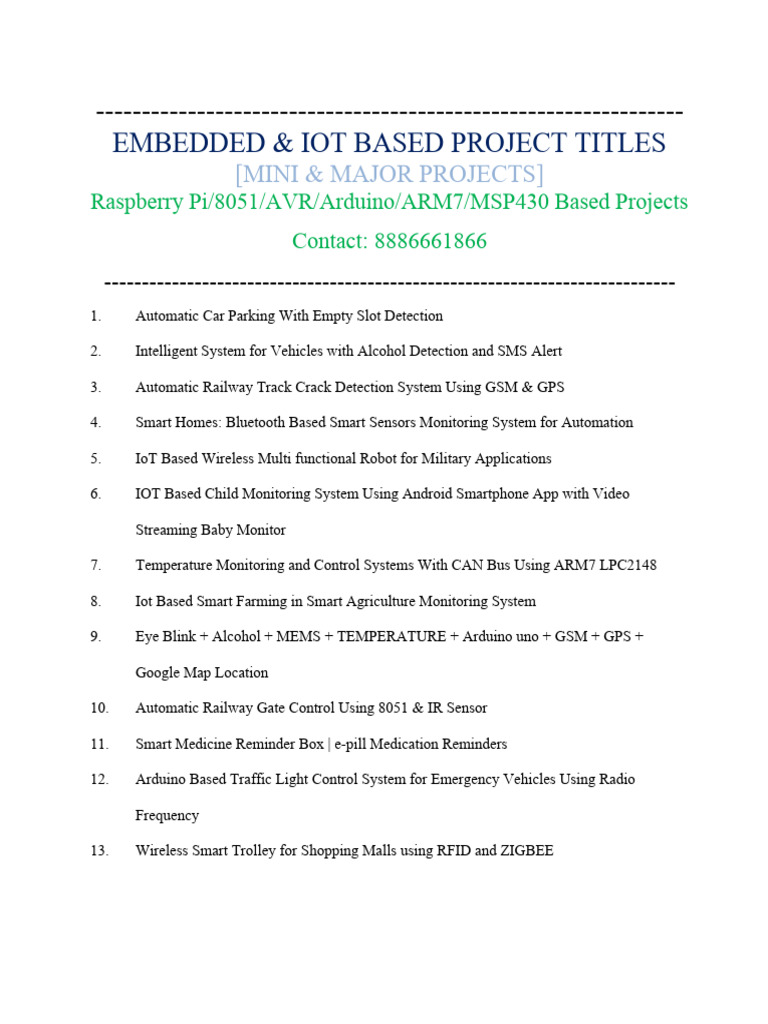 Embedded List 2023 | PDF | Internet Of Things | Home Automation