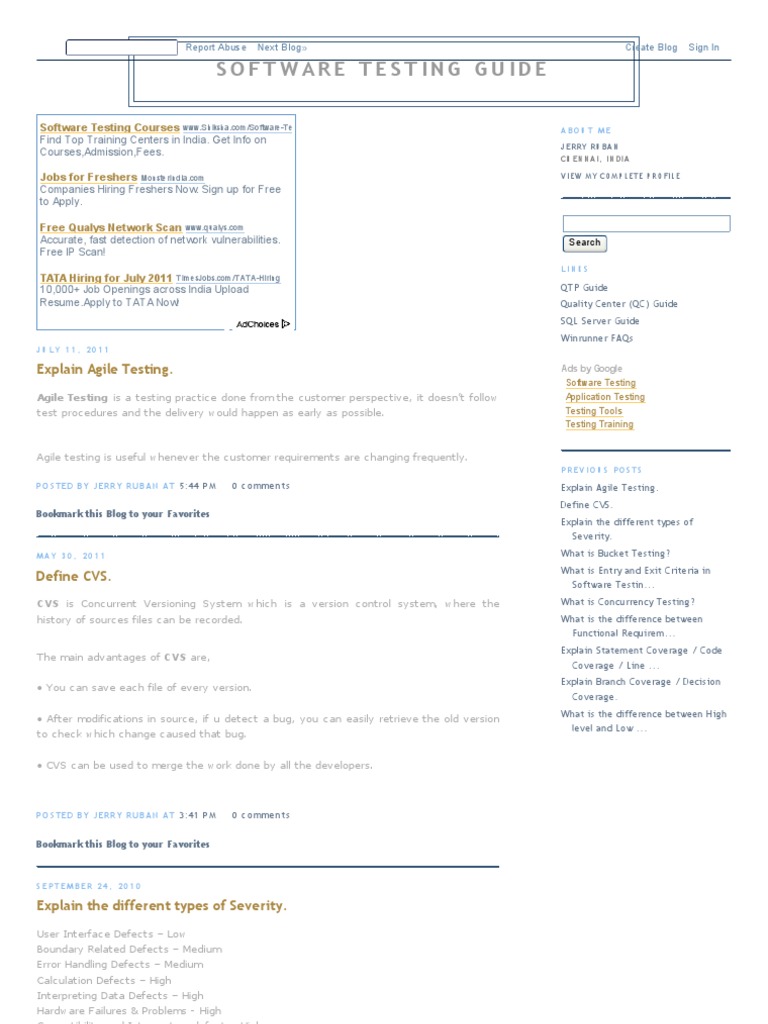 Software Testing Guide: An Analysis of Testing Methods Discussed in a ...