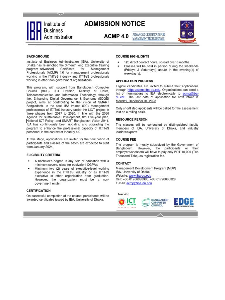 ACMP 4.0 - Spring 2024 Advertisement | PDF | Information Technology