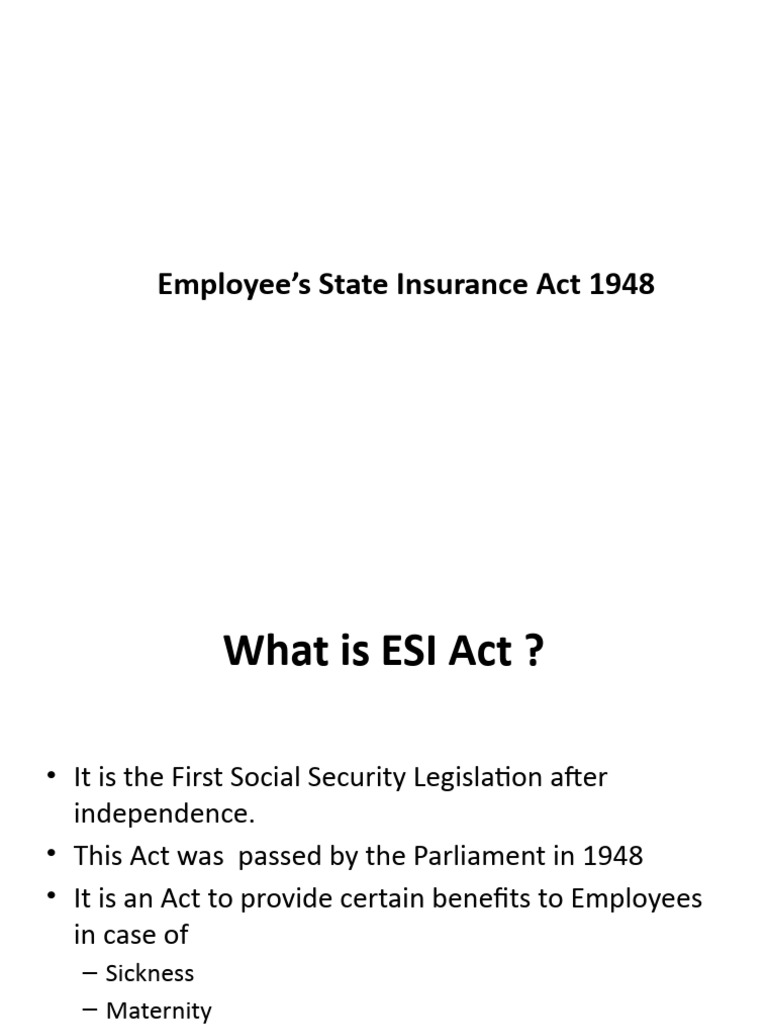 Overview of Employee's State Insurance Act | PDF | Employment ...