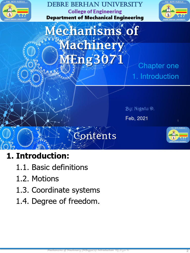 Chapter 01 - Introduction To Mechanisms of Machinery | PDF | Machines | Kinematics