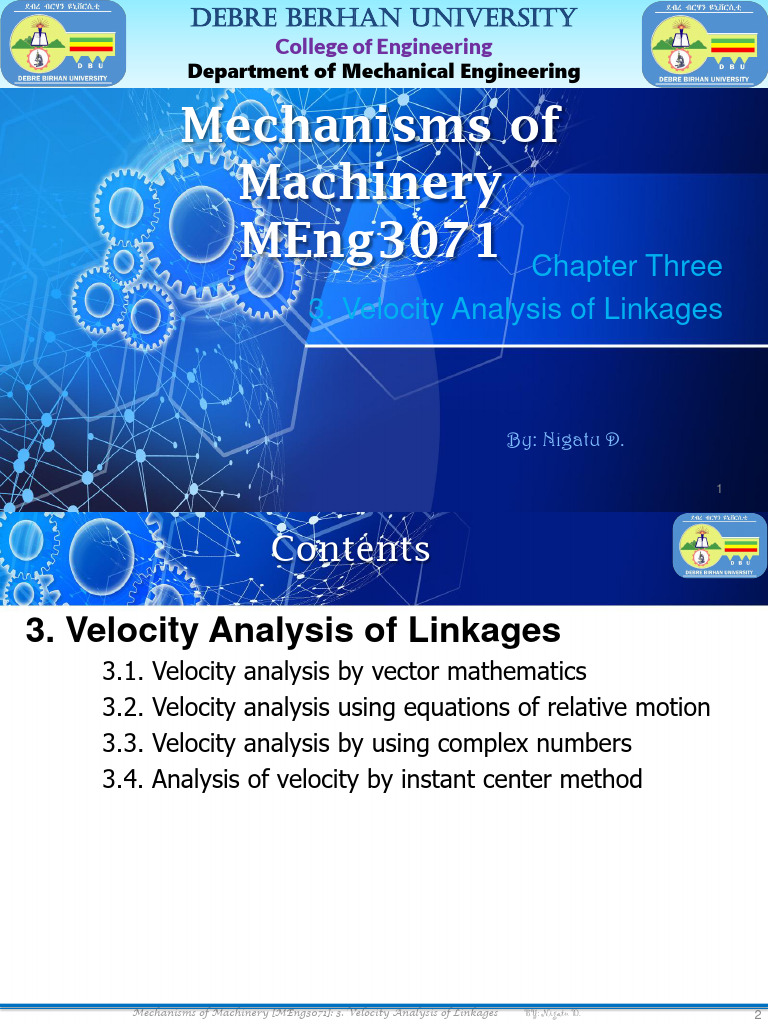 Chapter 03 - Velocity Analysis of Linkages | PDF | Velocity | Kinematics
