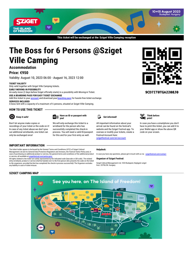 Sziget Festival Camping Ticket Guide | PDF