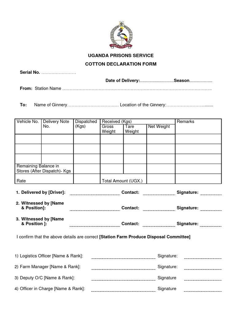 UPS Cotton Declaration Form-Final | PDF | Finance & Money Management