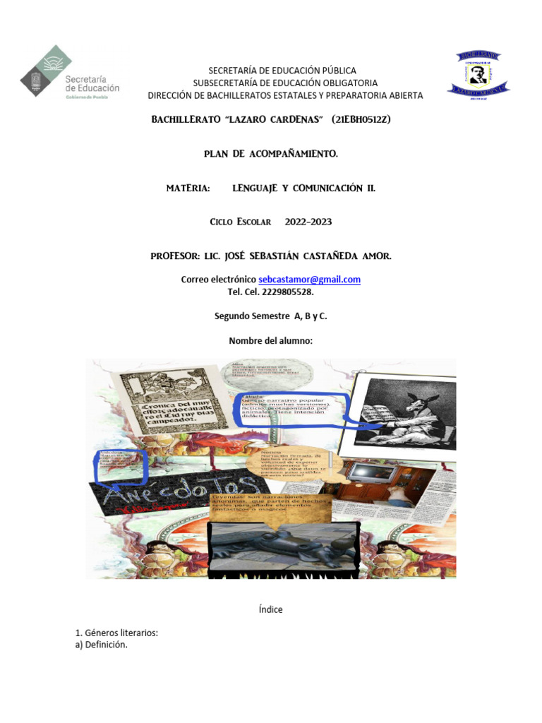 Plan de Acompañamiento Leng. y Com. II. | PDF | Aprendizaje | Fábula
