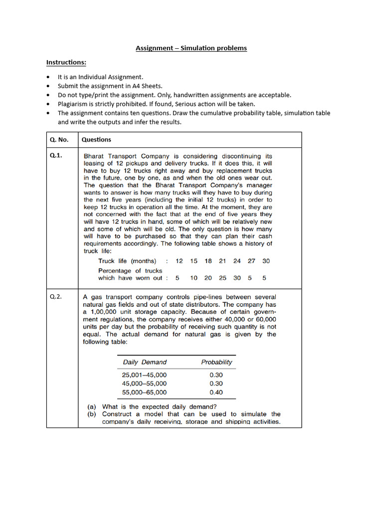 Assignment - Simulation | PDF