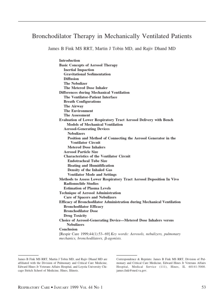 Bronchodilator Therapy in Mechanically Ventilated Patients | PDF ...