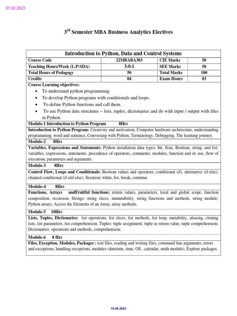 Mba Python | PDF | Parameter (Computer Programming) | Control Flow