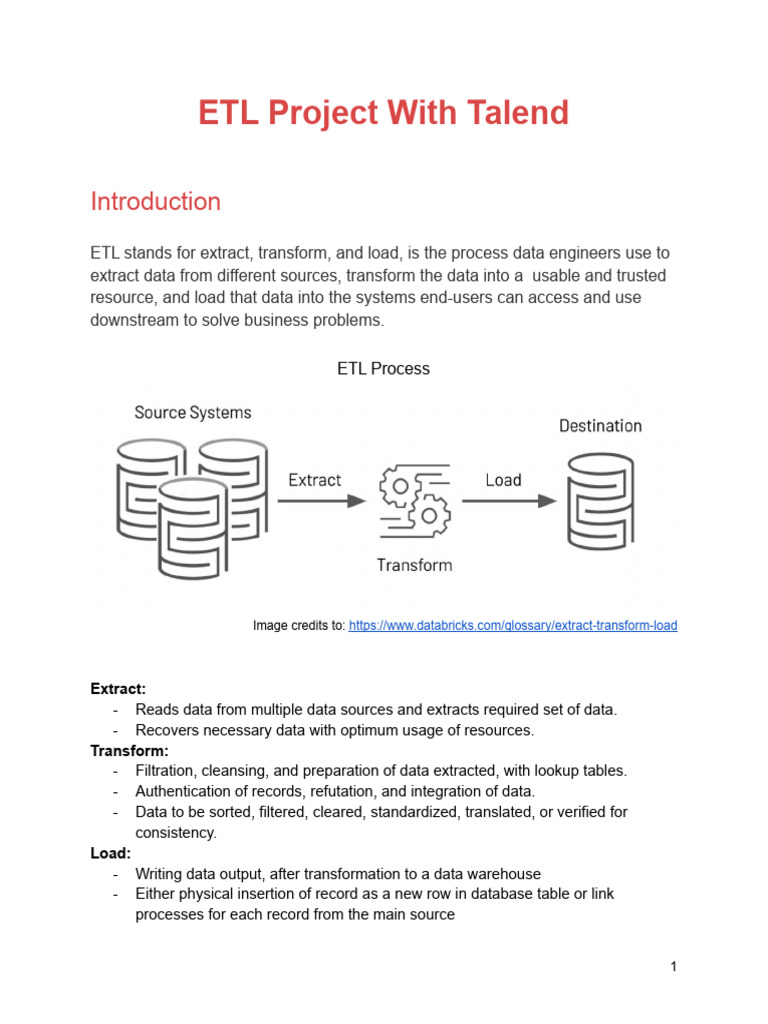 Talend ETL Project | PDF | Data Management | Information Technology Talend ETL Project | PDF | Data Management | Information Technology