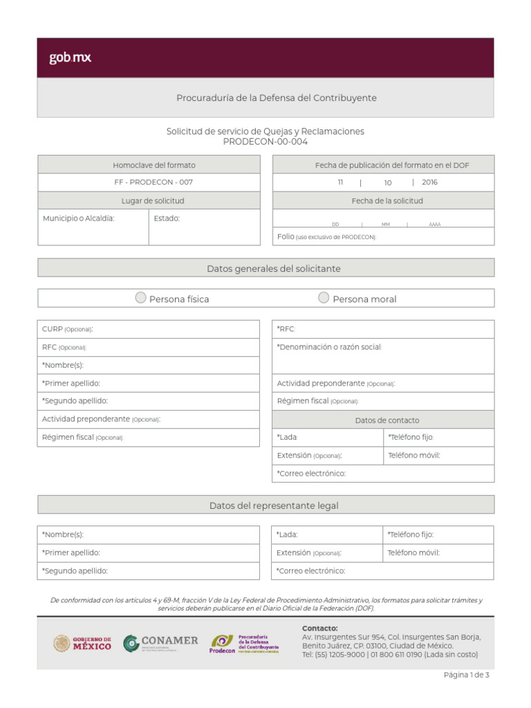 Formato Queja Prodecon | PDF | Justicia | Crimen y violencia