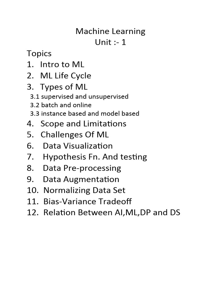 Machine Learning Unit 1 | PDF | Machine Learning | Statistical ... Machine Learning Unit 1 | PDF | Machine Learning | Statistical ...