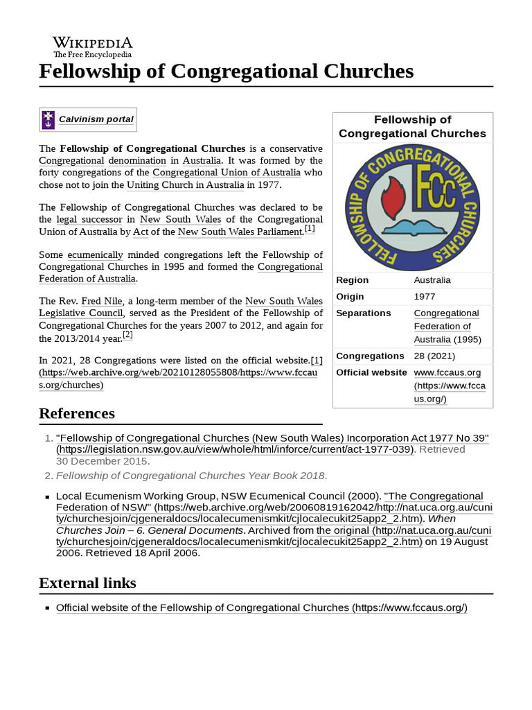 Fellowship of Congregational Churches | PDF | Congregational Church ...
