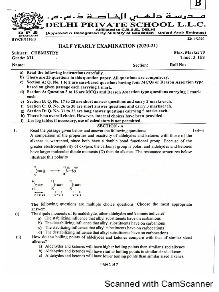 DPS Half Yearly Paper 2020-21 | PDF