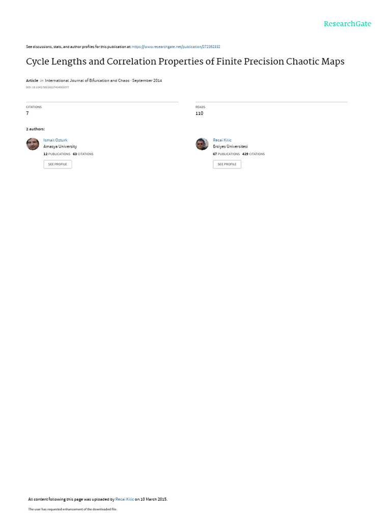 Cycle Lengths and Correlation Properties of Finite Precision Chaotic ...