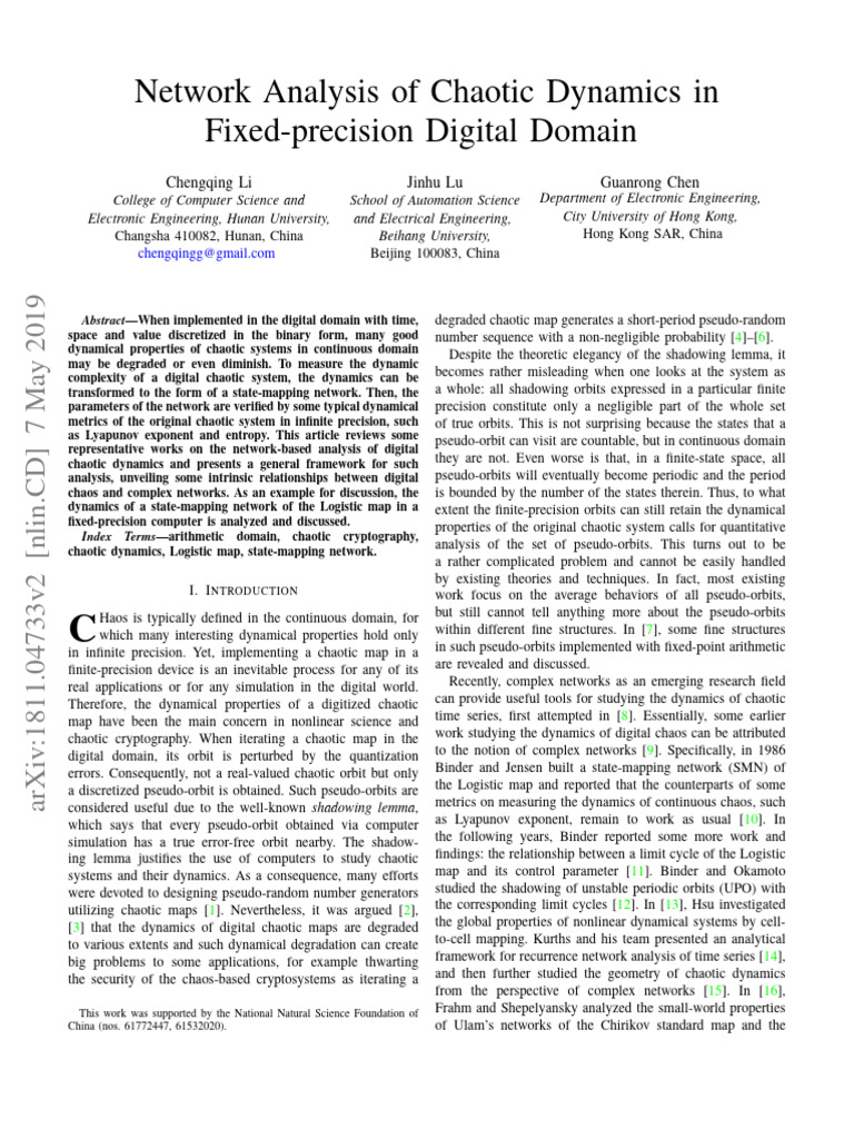 Network Analysis of Chaotic Dynamics in | PDF | Chaos Theory | Dynamical System