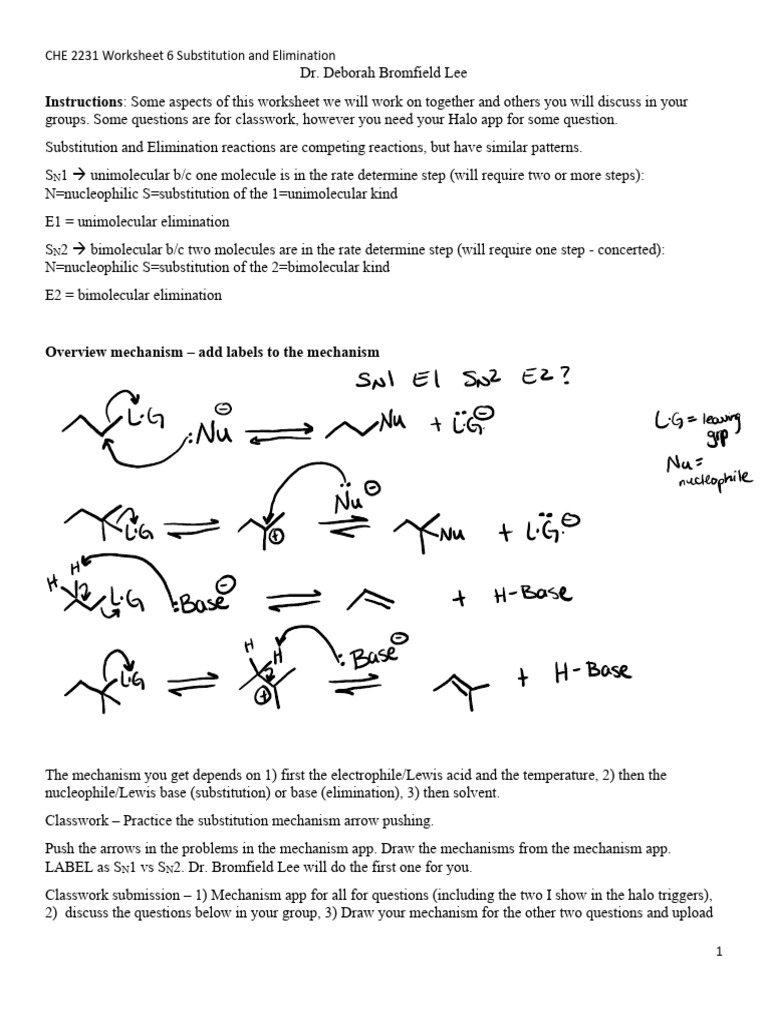 2021 CHE 2231 WK6 Sub Elimination Worksheet-1 | PDF | Chemical ...