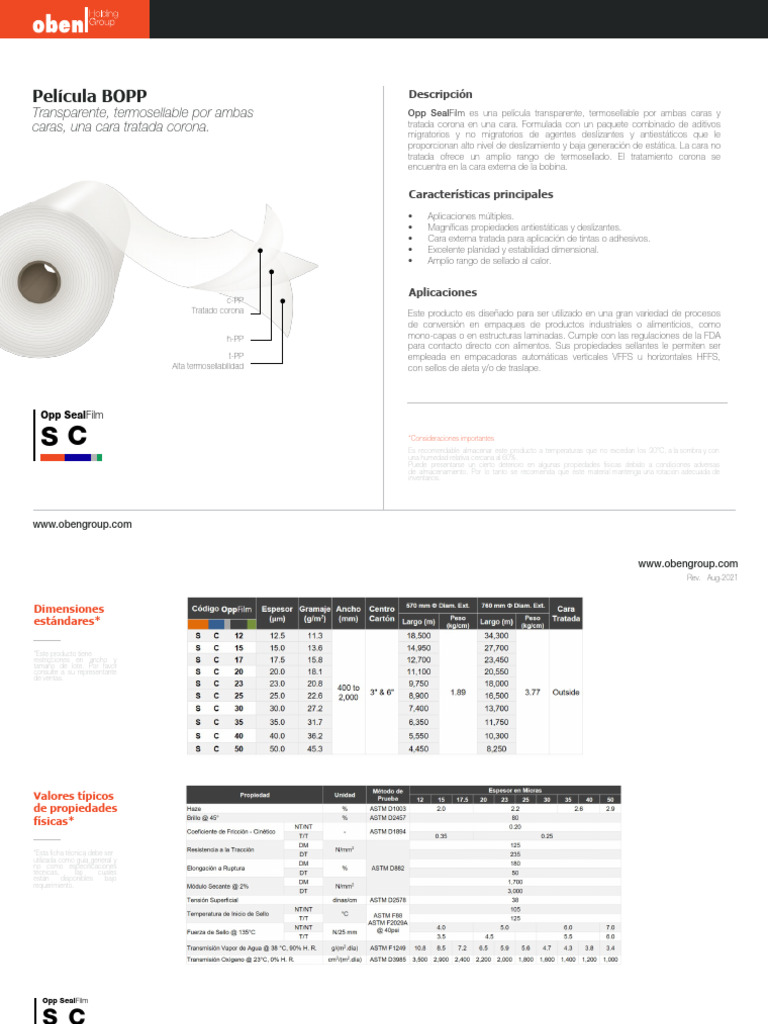 Ficha Tecnica Del Material SC 100x25u | PDF | Ciencias fisicas | Materiales