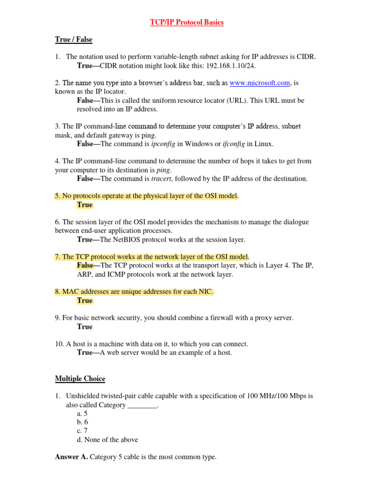 TCP/IP Protocol Basics | PDF | Ip Address | Port (Computer Networking)