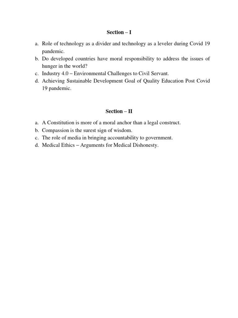 Essay Topics JMI RCA 2022 | PDF | Social Science
