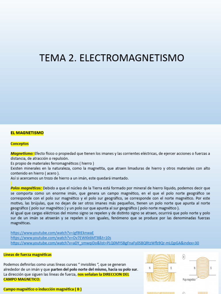 Tema 2. Electromagnetismo | PDF | Campo magnético | Imán