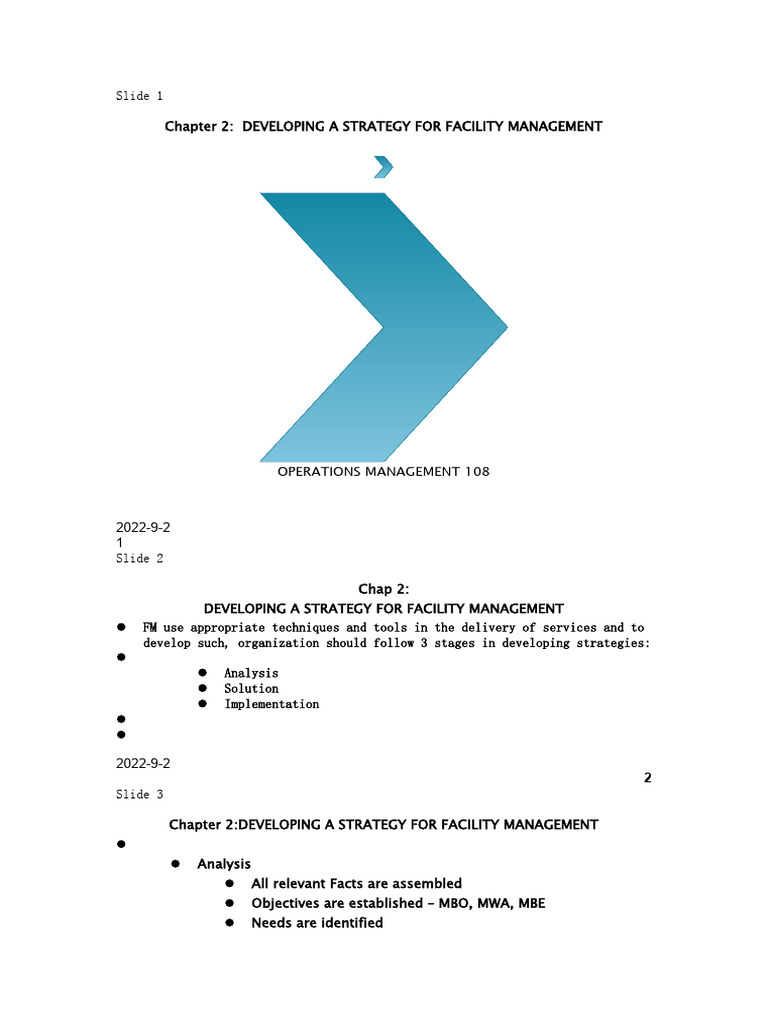 CH 2 Developing A Strategy For Facility Management | PDF | Strategic ...