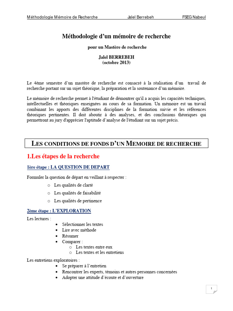 Méthodologie de recherche pour mémoire | PDF | Théorie | Induction ...