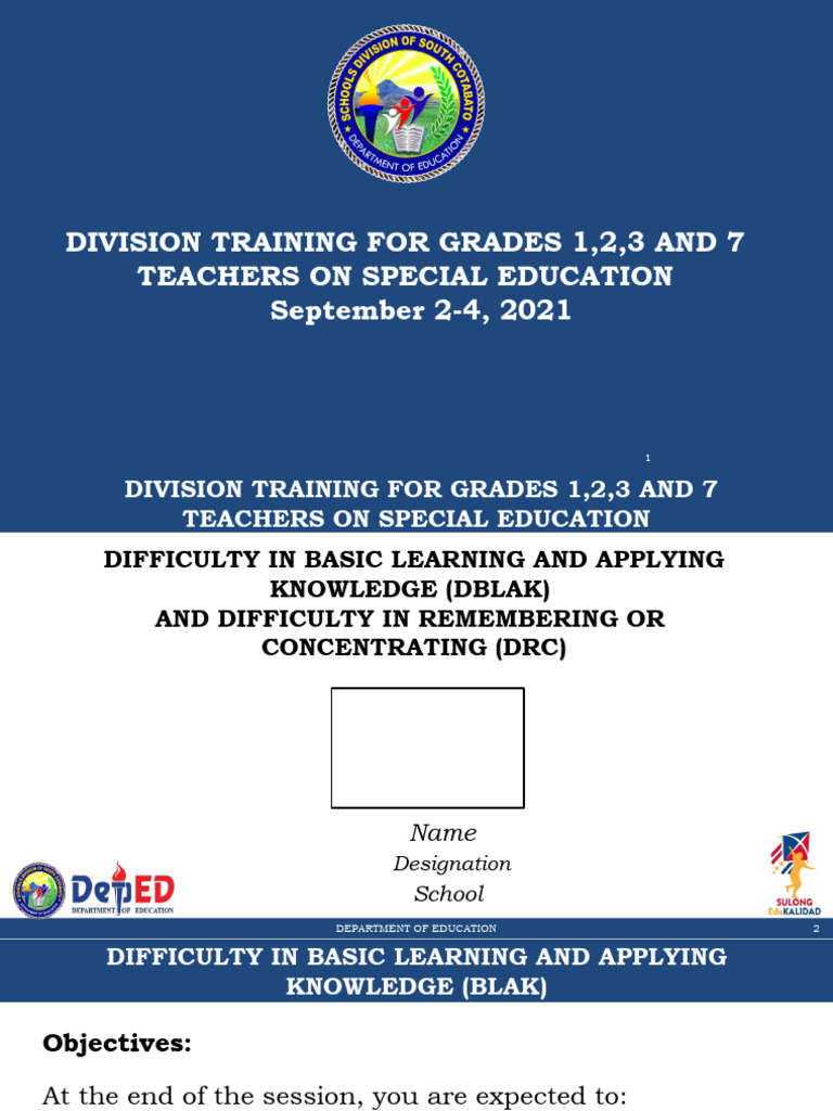 Difficulty in Applying Knowledge - Difficulty in Concentrating ...