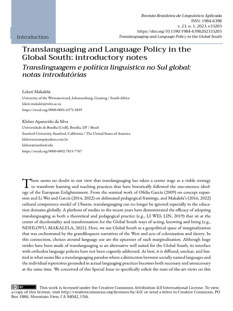 Leketi e Kleber - Translanguaging and Language Policy | PDF | Linguistics