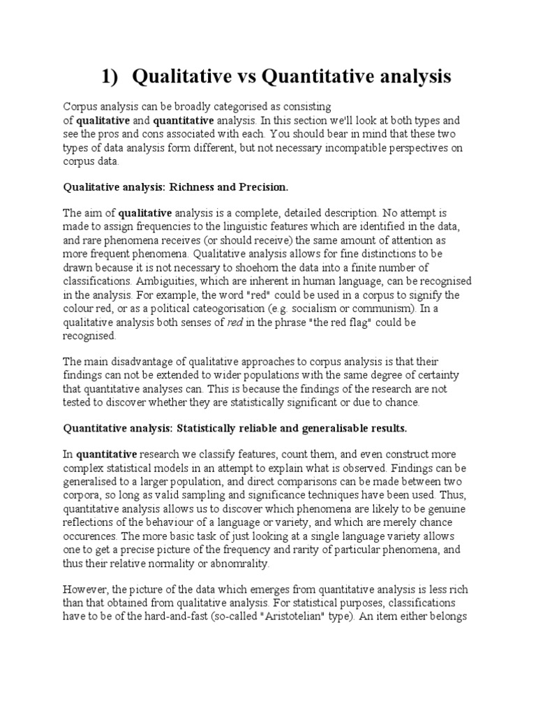Qualitative Vs Quantitative Analysis | PDF | Quantitative Research ...