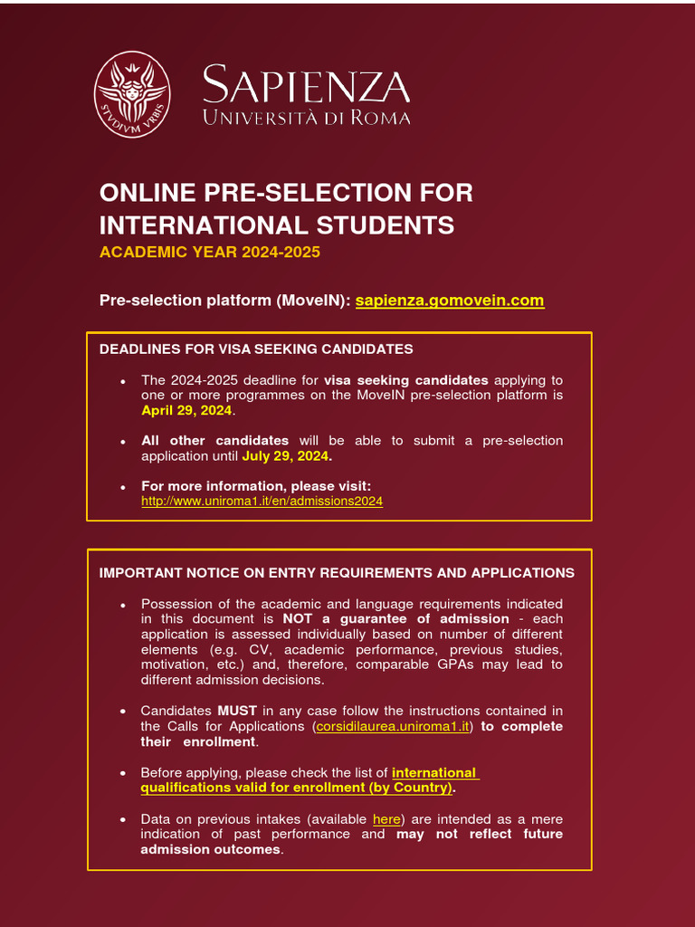 International Student Pre-Selection | PDF | Academic Degree | Bachelor's Degree