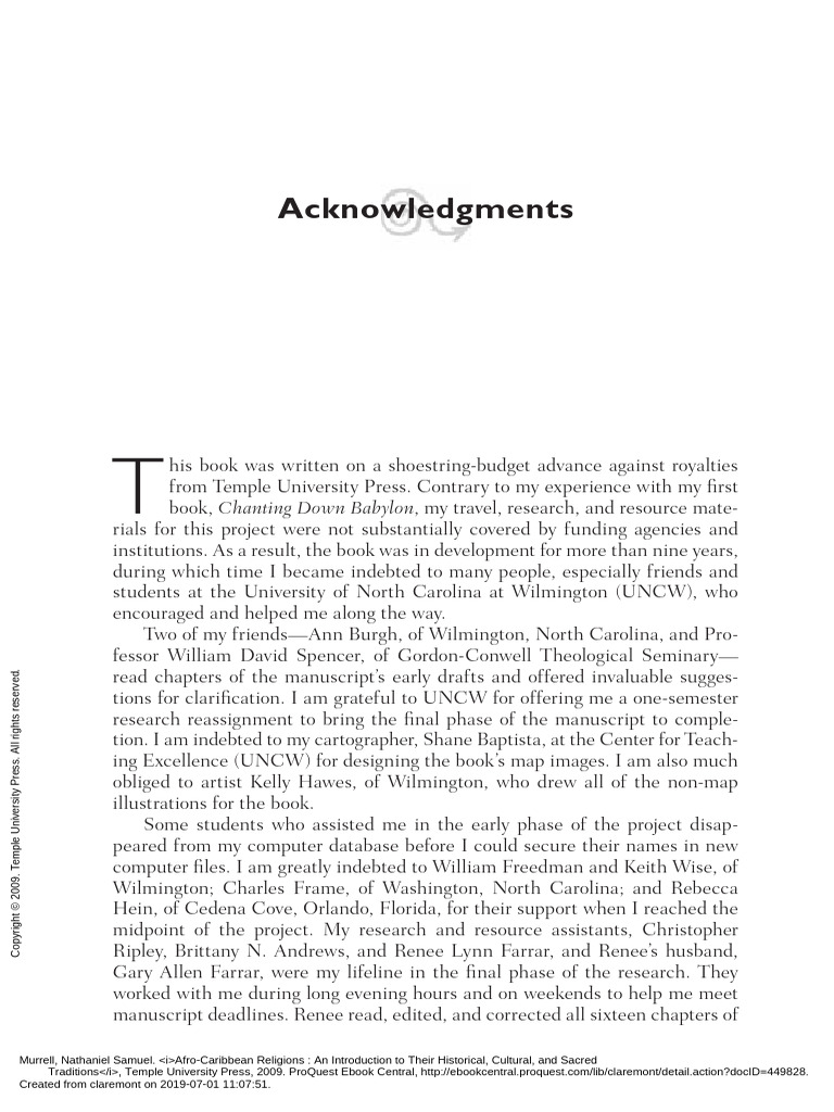 Afro-Caribbean Religions An Introduction To Their ... - (Acknowledgments) | PDF | Intellectual Works