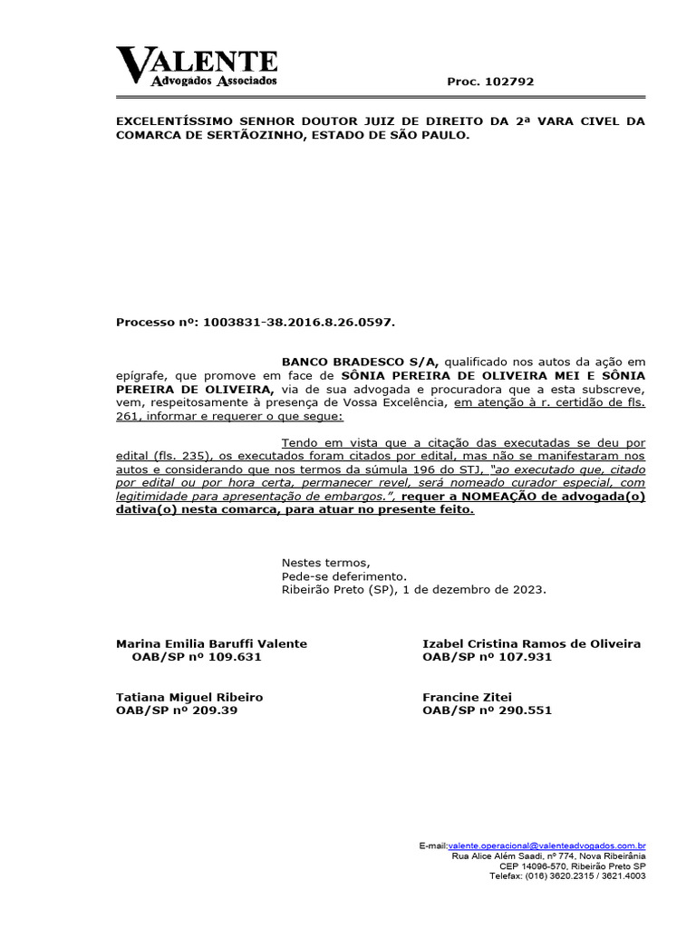 Solicitação de Nomeação de Advogado Dativo | PDF