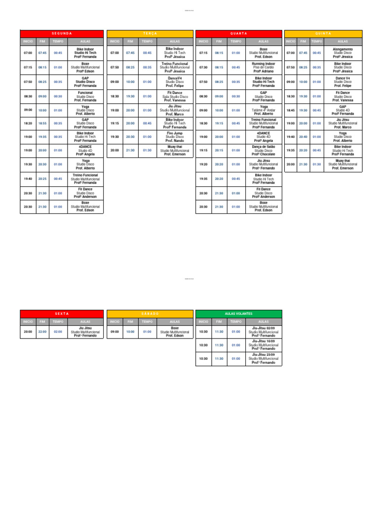 Grade Horária Set | PDF