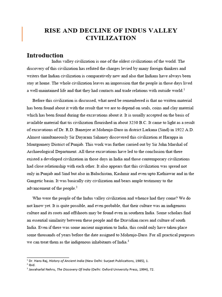 Rise and Decline of Indus Valley Civilization 1 | PDF