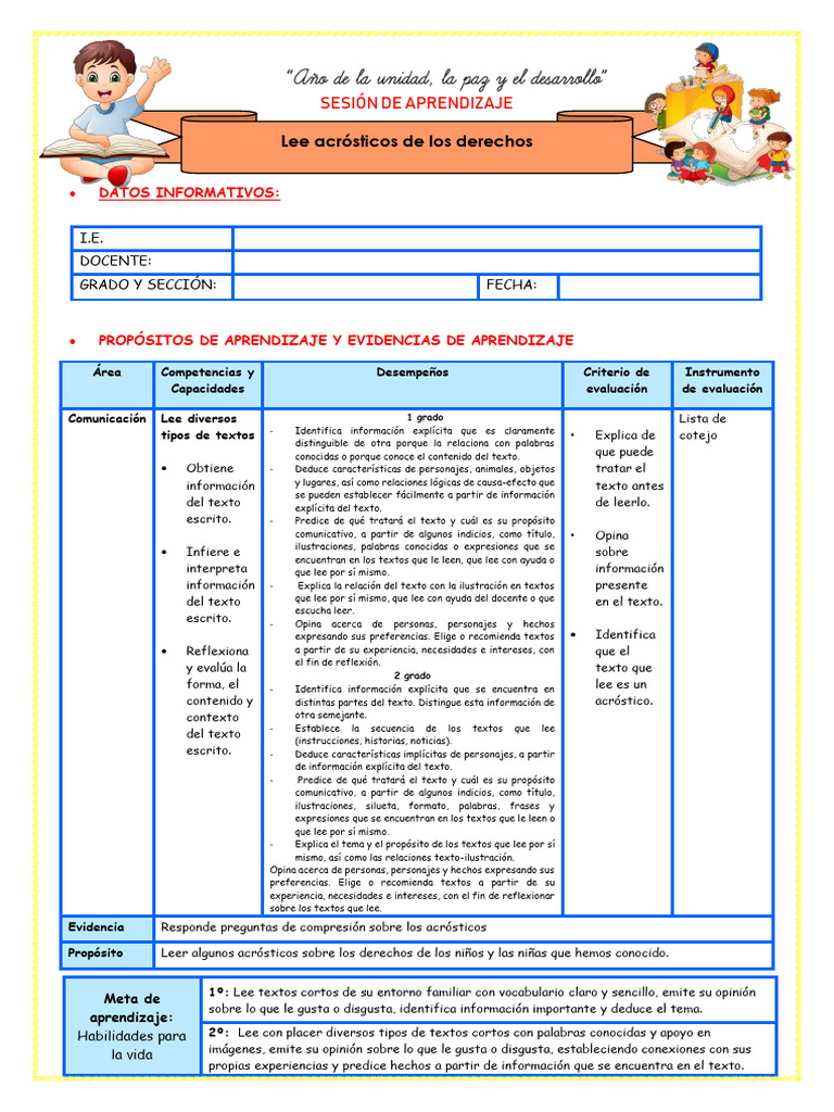 Aprendizaje de Acrósticos y Derechos | PDF | Información | Aprendizaje