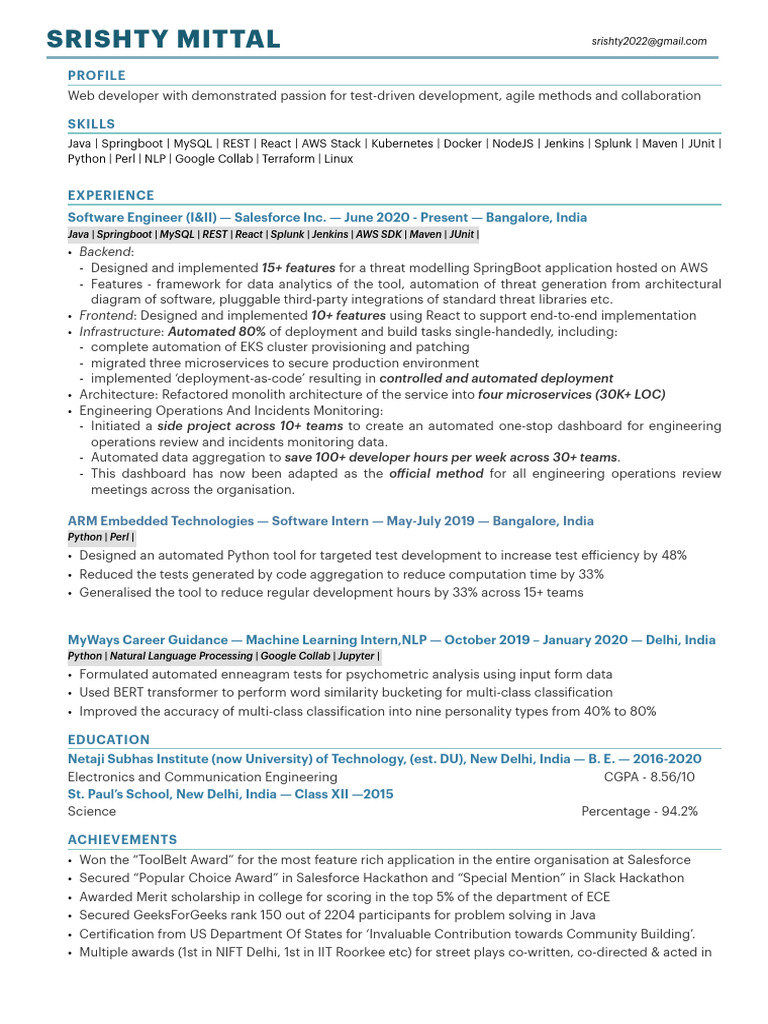 SrishtyMittal Resume LinkedIn PDF | PDF | Python (Programming Language) | Automation