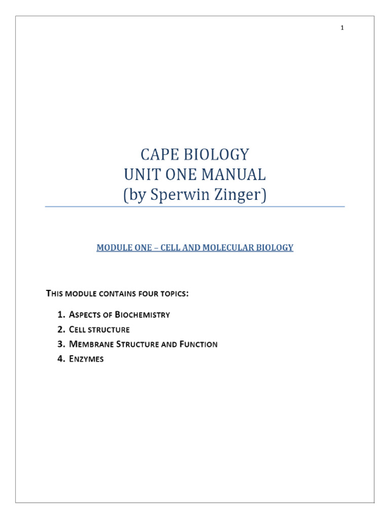 Cape Biology Unit 1 Complete | PDF