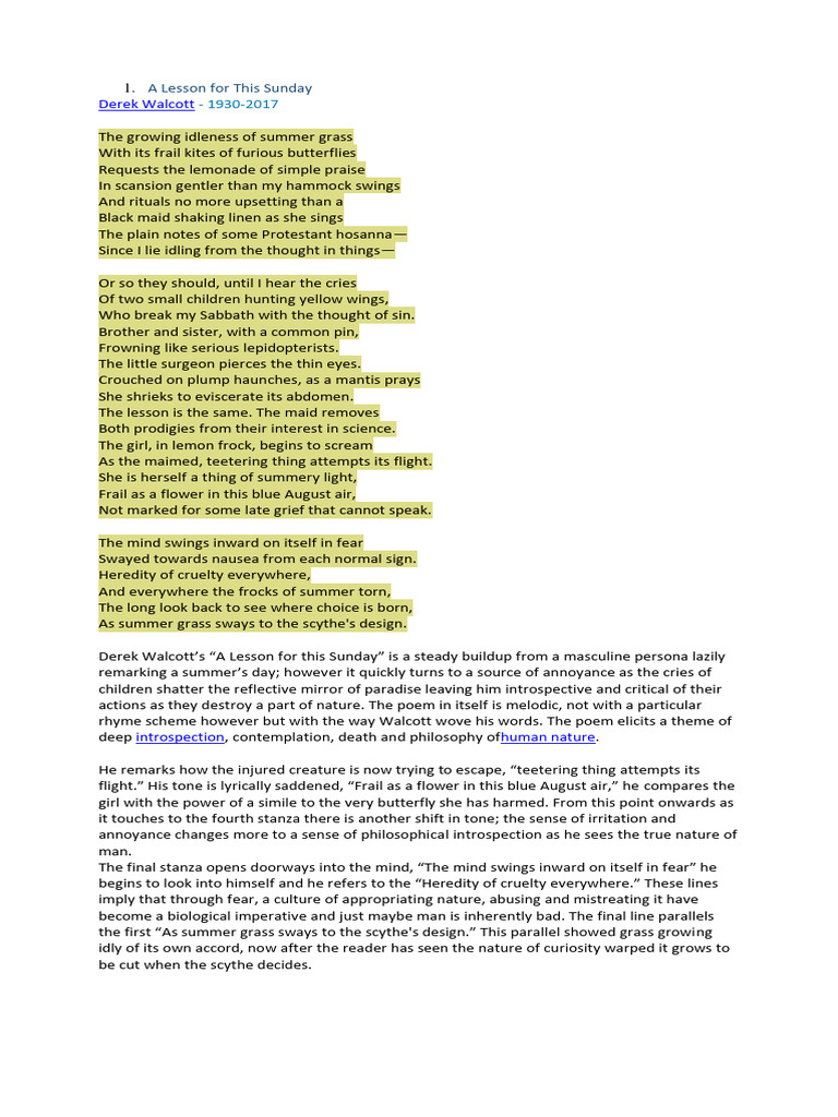 20 Poems To Focus On For CXC 4 | PDF | Metre (Poetry) | Sonnets