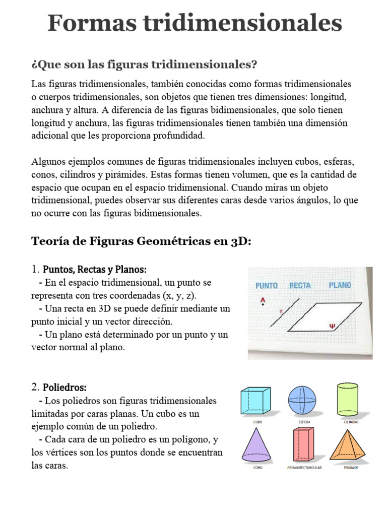 Formas Tridimensionales | PDF | Geometría | Sistema coordinado