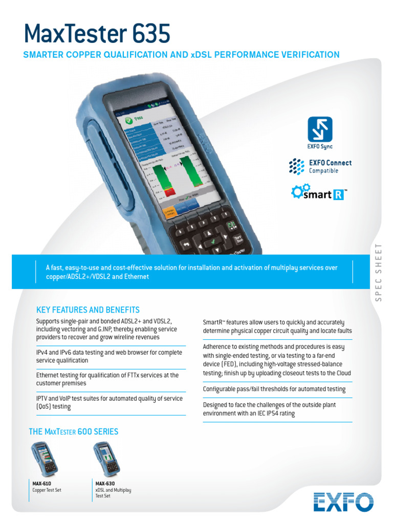 EXFO Spec-Sheet MaxTester-635 v12 en | PDF | Voice Over Ip | Decibel